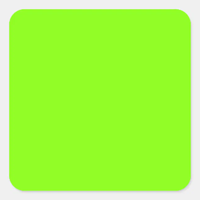 Chartreuse/Neon Green 7FFF00 Color & Image Option Square Sticker | Zazzle