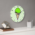 Chartreuse, Neon Green Ice Cream Cone Large Clock | Zazzle