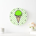 Chartreuse, Neon Green Ice Cream Cone Large Clock | Zazzle