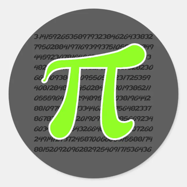 Chartreuse, Neon Green Pi symbol Classic Round Sticker | Zazzle