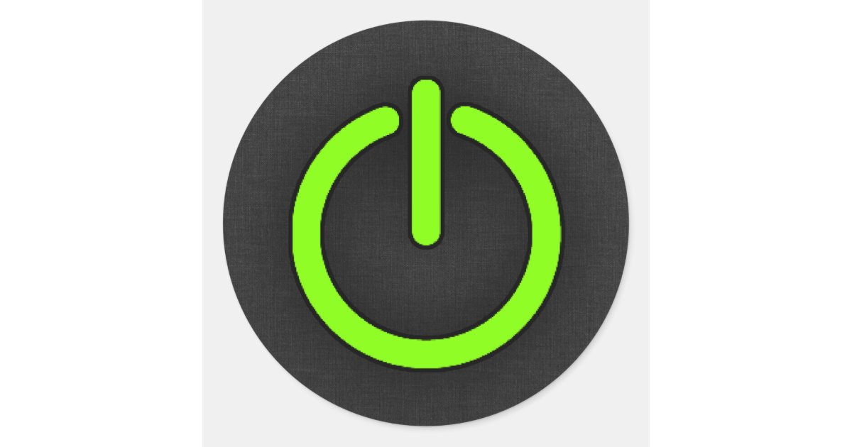 Chartreuse, Neon Green Power Button Classic Round Sticker | Zazzle