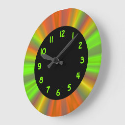 Chartreuse Numbers Black Circle Large Clock | Zazzle
