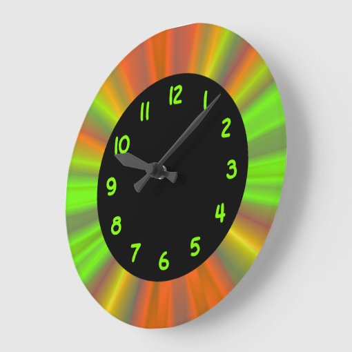 Chartreuse Numbers Black Circle Large Clock | Zazzle