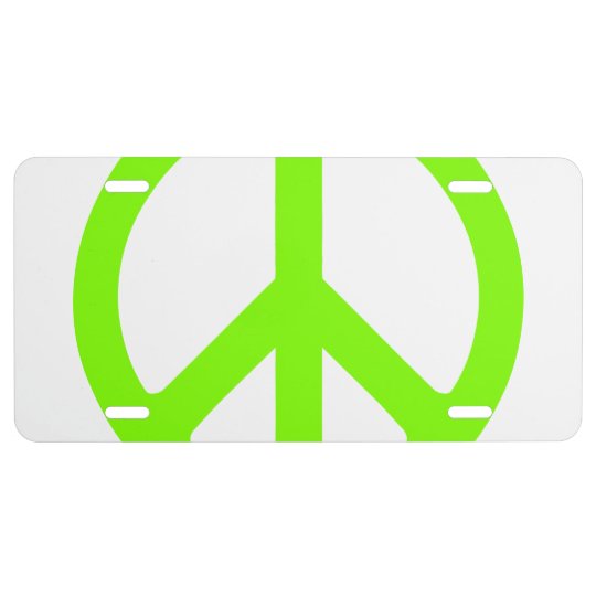 Chartreuse Peace Symbol License Plate | Zazzle.com