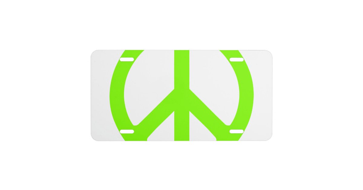 Chartreuse Peace Symbol License Plate | Zazzle
