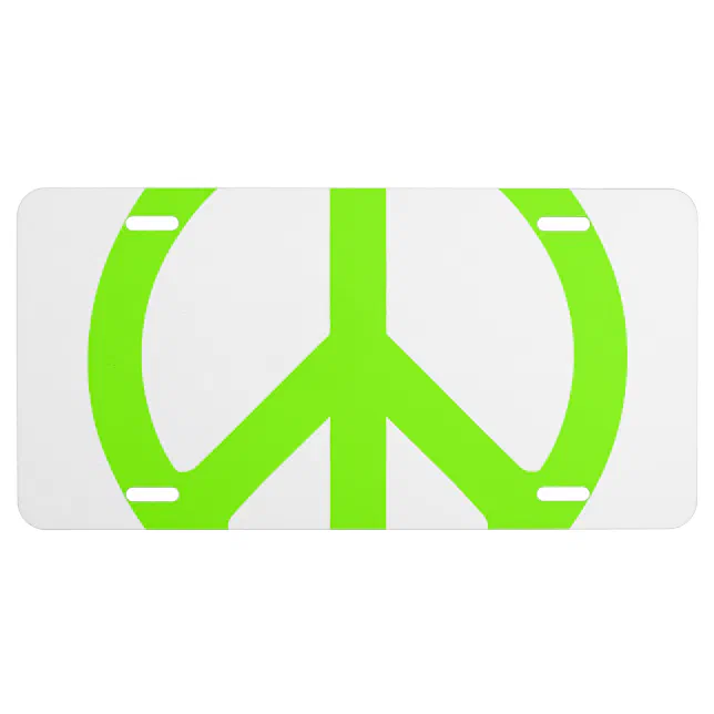 Chartreuse Peace Symbol License Plate | Zazzle