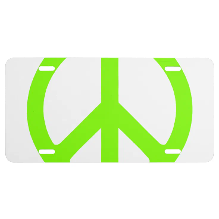 Chartreuse Peace Symbol License Plate | Zazzle