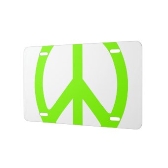 Chartreuse Peace Symbol License Plate | Zazzle