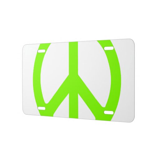 Chartreuse Peace Symbol License Plate | Zazzle