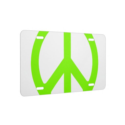 Chartreuse Peace Symbol License Plate | Zazzle