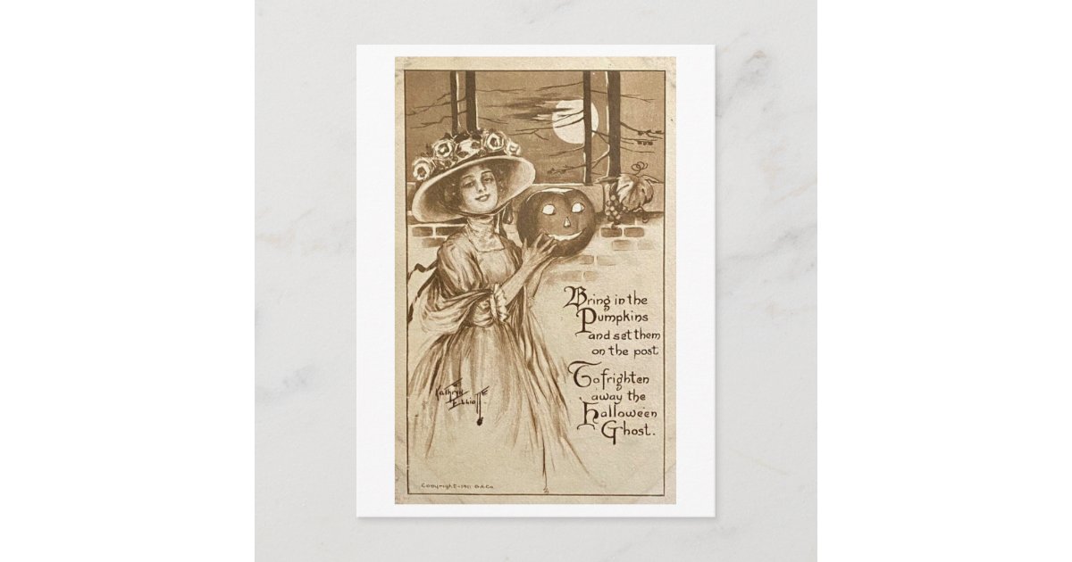 Chase the Halloween Ghosts Away Vintage Postcard | Zazzle
