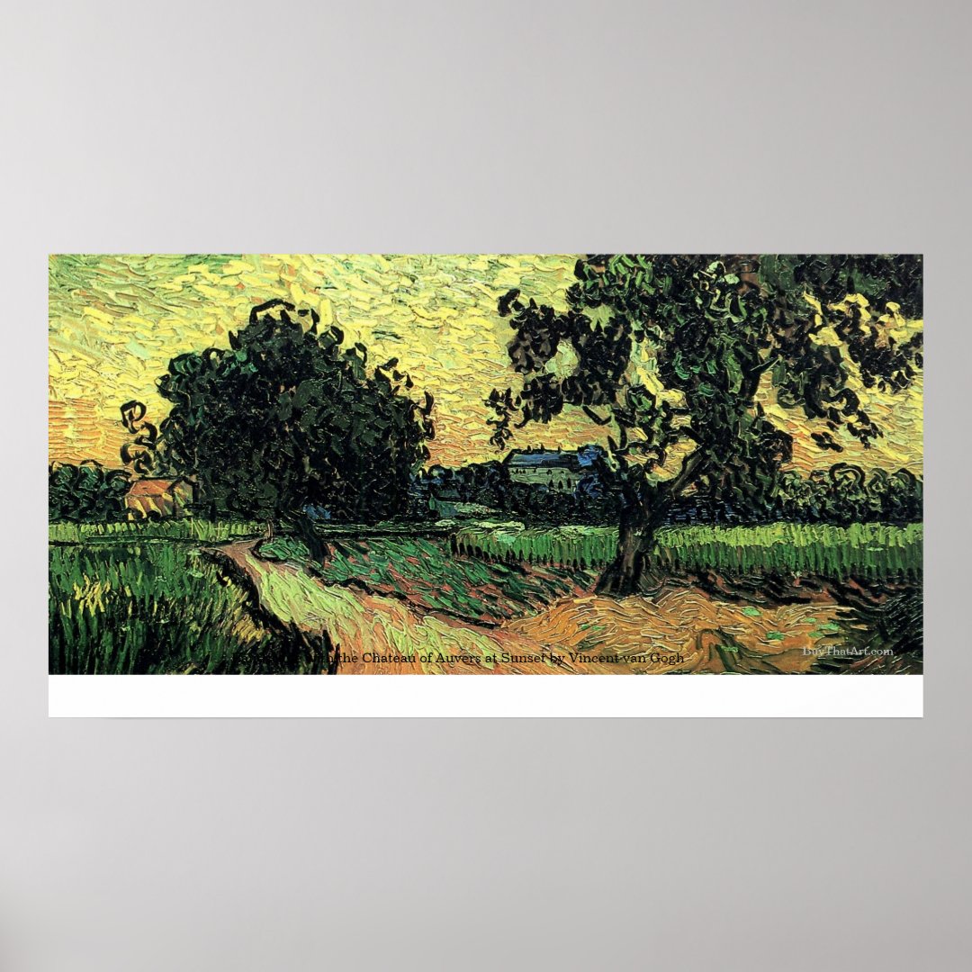 Chateau of Auvers Landscape at Sunset by van Gogh Poster | Zazzle