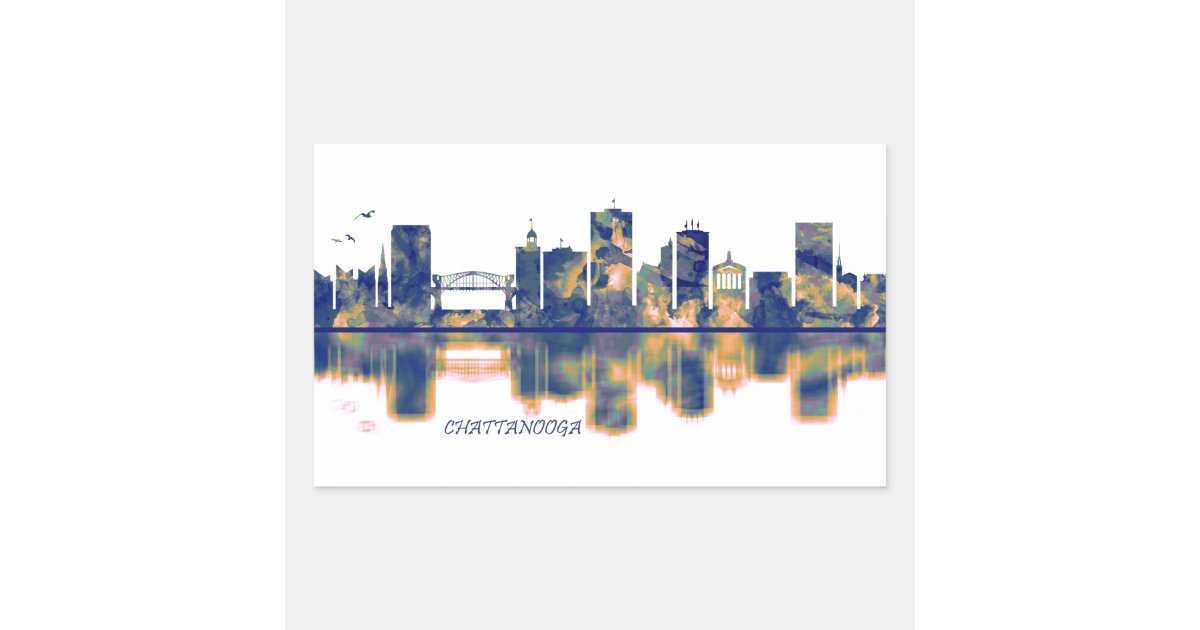 Chattanooga Skyline Rectangular Sticker | Zazzle