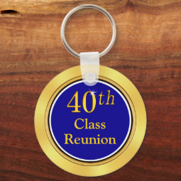 Cheap 40th Class Reunion Gifts, Blue and Gold Keychain | Zazzle
