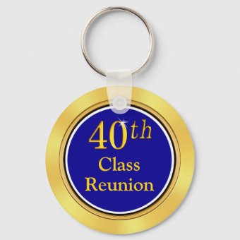 Cheap 40th Class Reunion Gifts, Blue and Gold Keychain | Zazzle