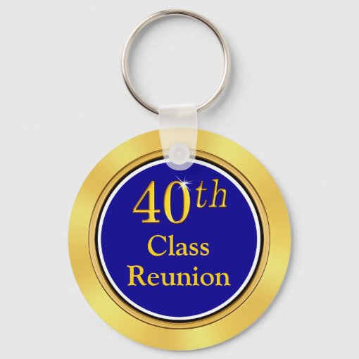 Cheap 40th Class Reunion Gifts, Blue and Gold Keychain | Zazzle
