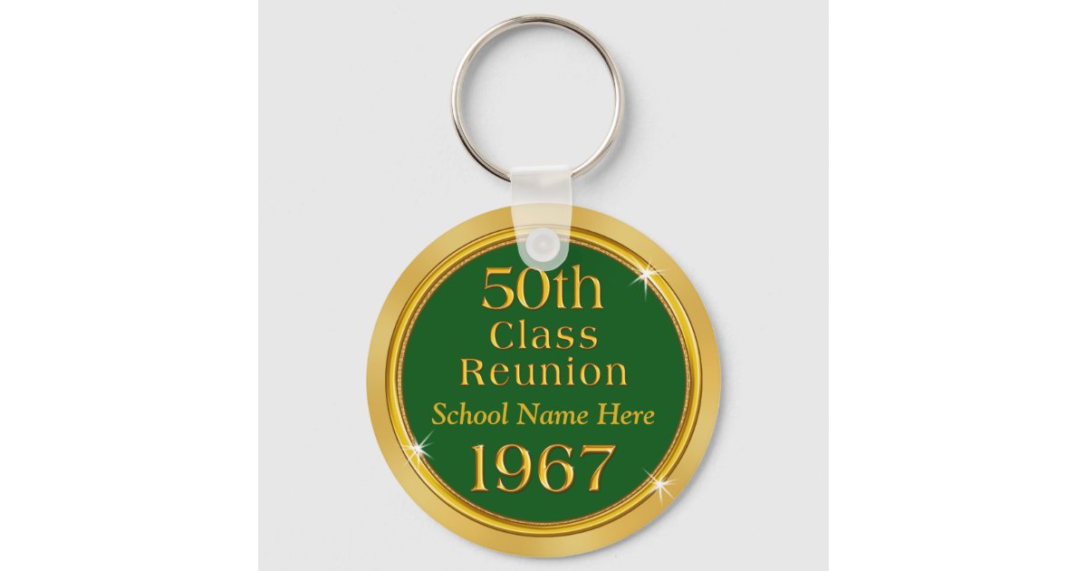 Cheap 50th Class Reunion Keychains, School Name Keychain | Zazzle