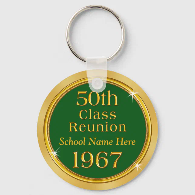 Cheap 50th Class Reunion Keychains, School Name Keychain | Zazzle