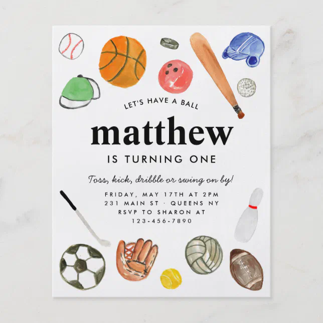 Cheap All Star Sports Balls Team Kid Boy Birthday Flyer | Zazzle