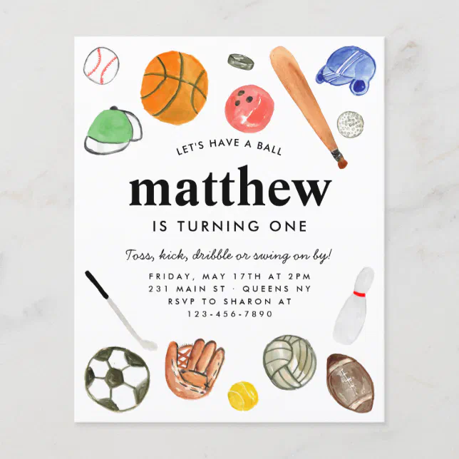 Cheap All Star Sports Balls Team Kid Boy Birthday Flyer | Zazzle