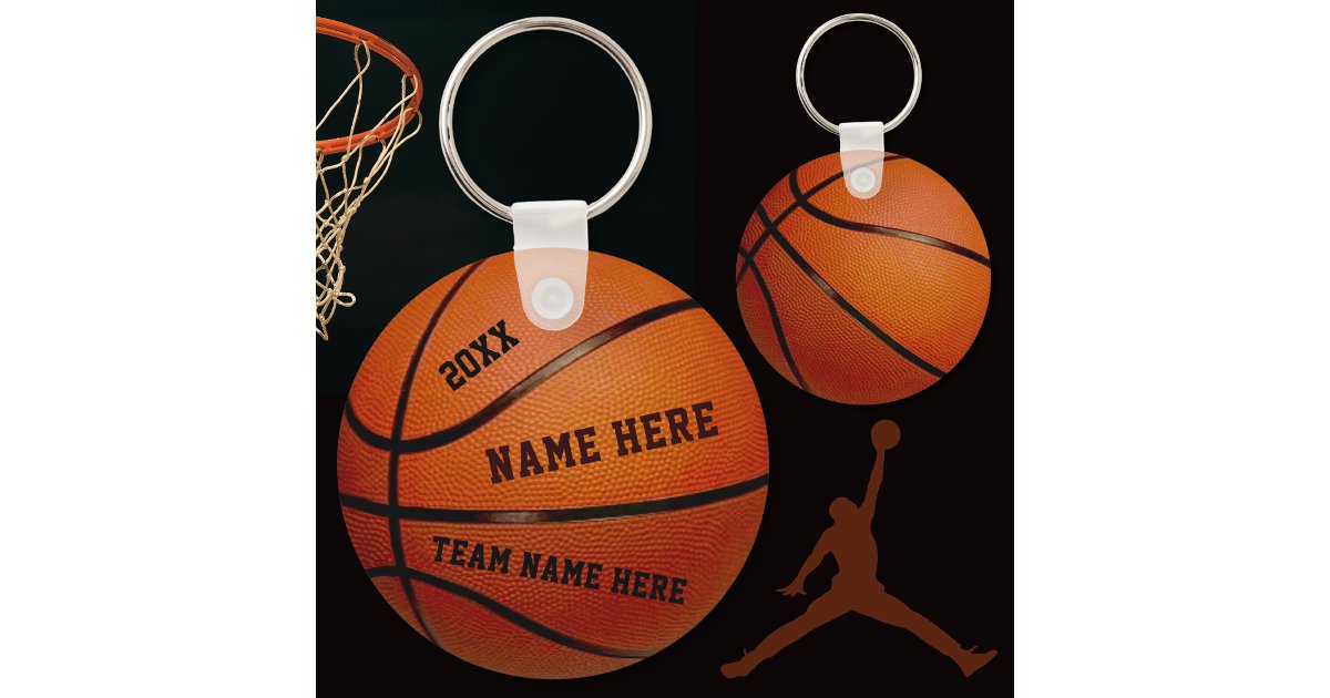Cheap Basketball Keychains with 3 text boxes | Zazzle