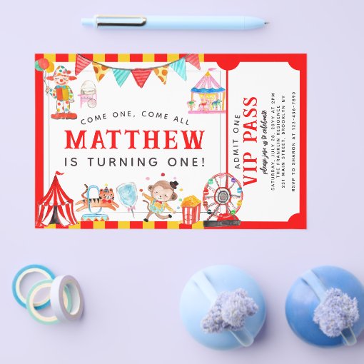 Cheap Circus Carnival Show Ticket Cute Birthday Flyer | Zazzle