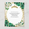 Cheap Floral Green Gold Tiara Quinceañera Invite Flyer | Zazzle