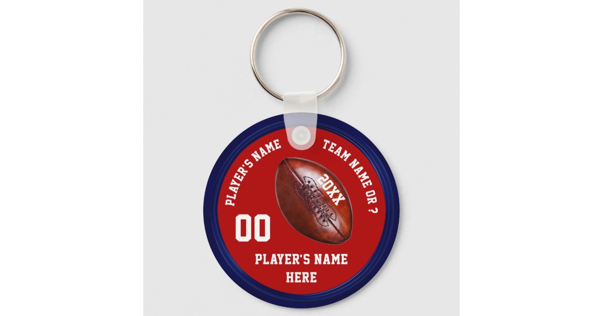 Cheap Football Gifts for Players Red White Blue Keychain | Zazzle