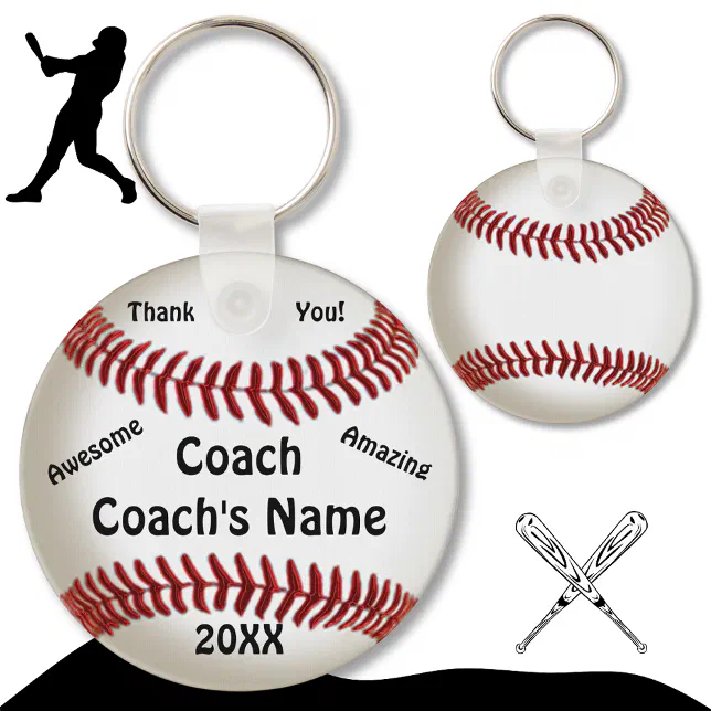 Cheap Gifts for Coaches Custom Baseball Keychains | Zazzle