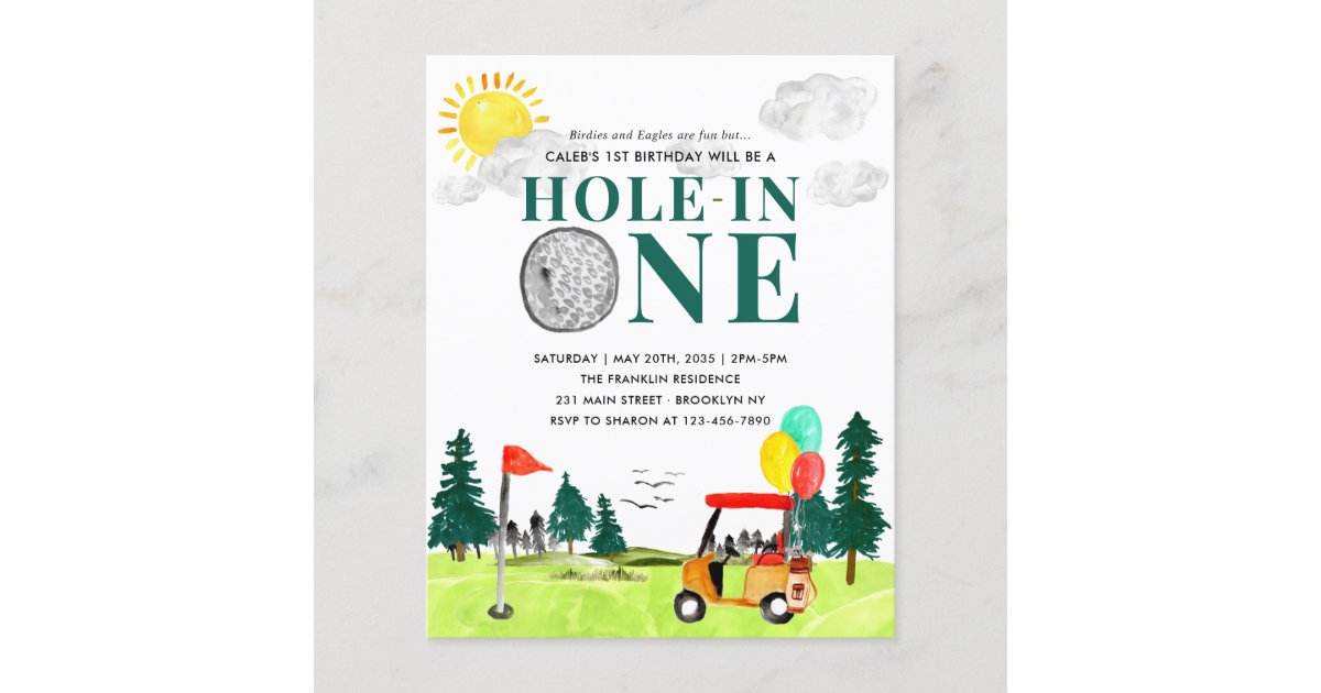 Cheap Hole In One Golf First Birthday Par-Tee Flyer | Zazzle