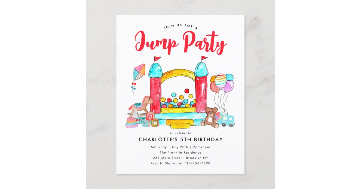 Cheap JUMP PARTY Bounce House Trampoline Birthday Flyer | Zazzle