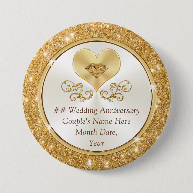 Cheap Personalized Golden Anniversary Party Favors Button | Zazzle