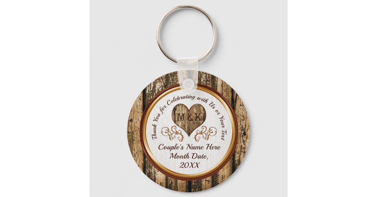 Cheap Personalized Rustic Wedding Gifts for Guests Keychain | Zazzle