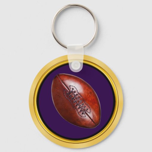 Cheap Purple and Gold Football Gifts for Players Keychain | Zazzle