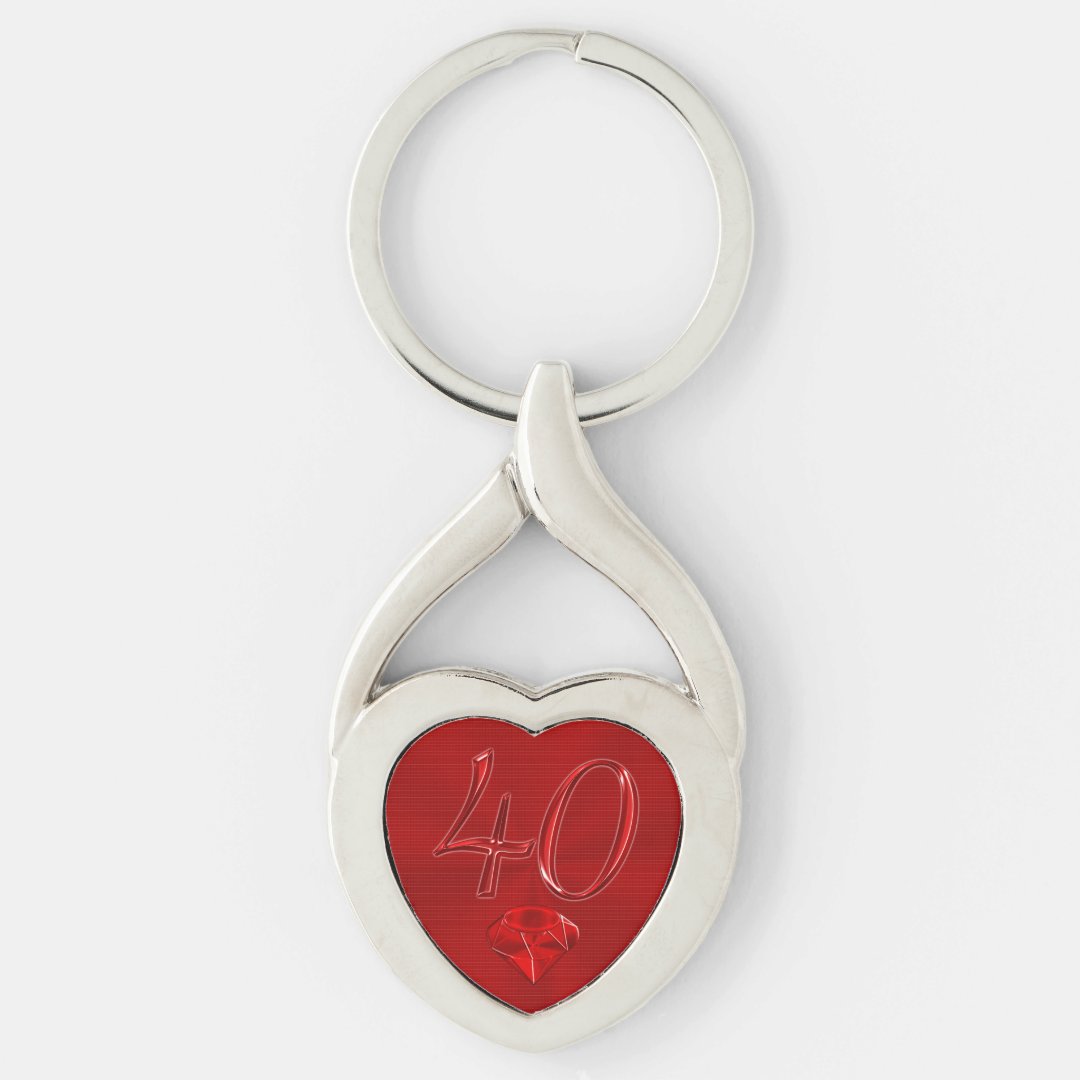 Cheap Ruby 40th Wedding Anniversary Gifts for Wife Keychain | Zazzle