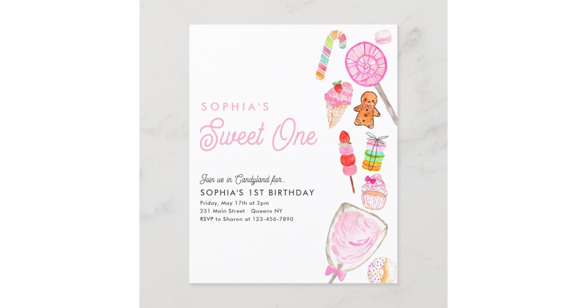 Cheap SWEET ONE Candy Kids Candyland 1st Birthday Flyer | Zazzle