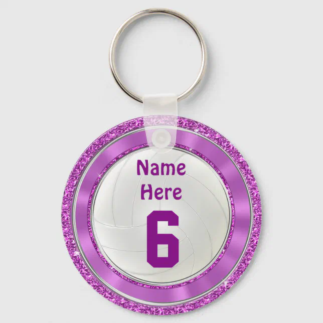 CHEAP Volleyball Keychains BULK with NAME, NUMBER | Zazzle