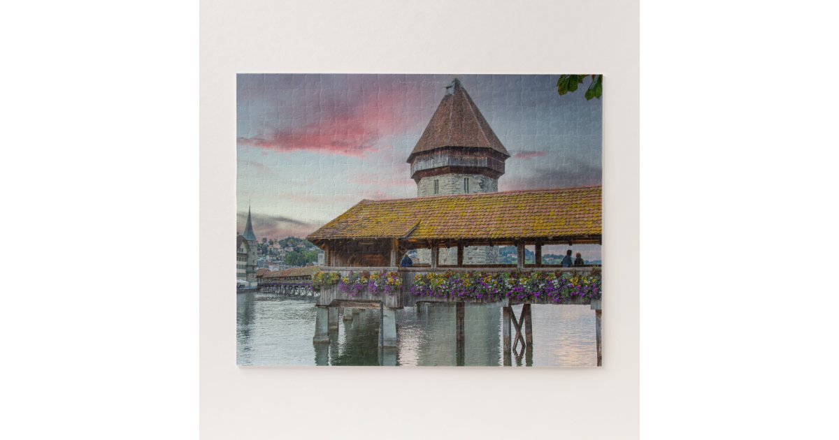 Cheapel Bridge in Lucerne, Switzerland Jigsaw Puzzle | Zazzle