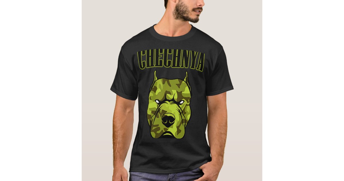 Chechen Pitbull Chechnya Fighter Chechnya Flag Che T-Shirt | Zazzle
