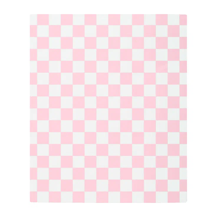 Check Baby Pink And White Checkerboard Pattern Metal Print | Zazzle