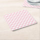 Check Baby Pink And White Checkerboard Pattern Square Paper Coaster ...