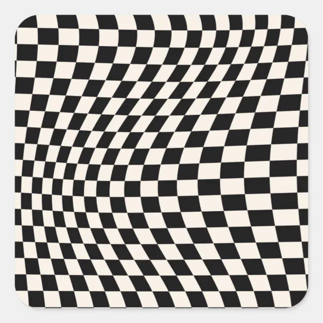 Check Black And Cream White Pattern Checkerboard Square Sticker | Zazzle
