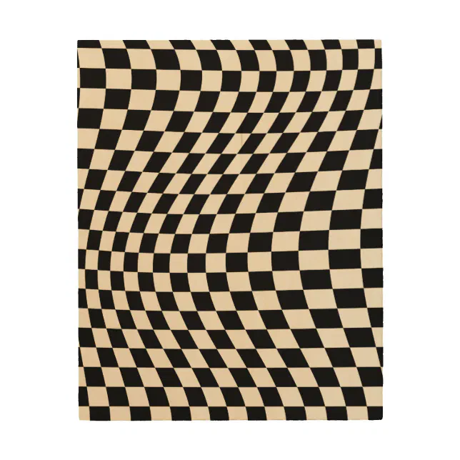 Check Black And Cream White Pattern Checkerboard Wood Wall Art | Zazzle