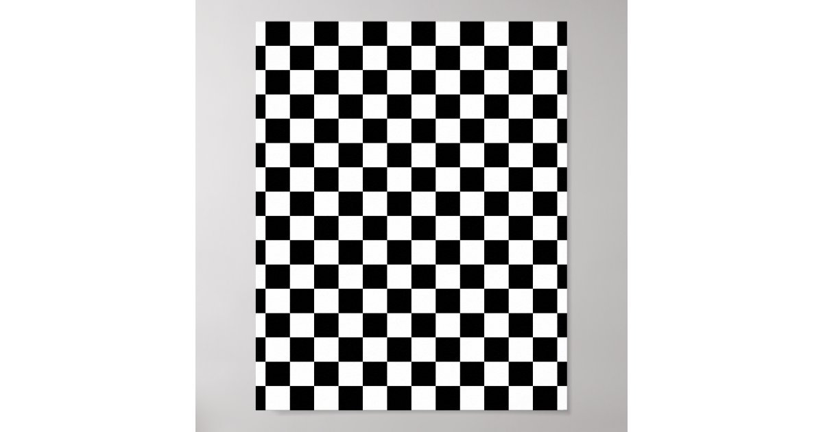 Check Black White Checkered Pattern Checkboard Poster | Zazzle