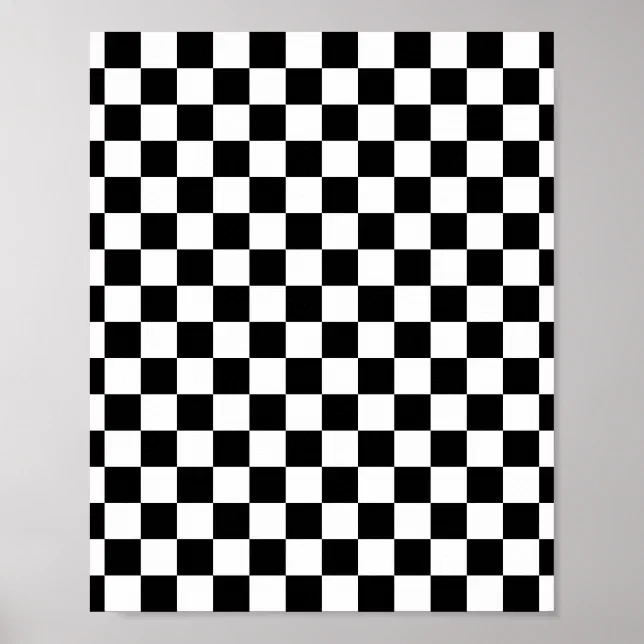 Check Black White Checkered Pattern Checkboard Poster | Zazzle