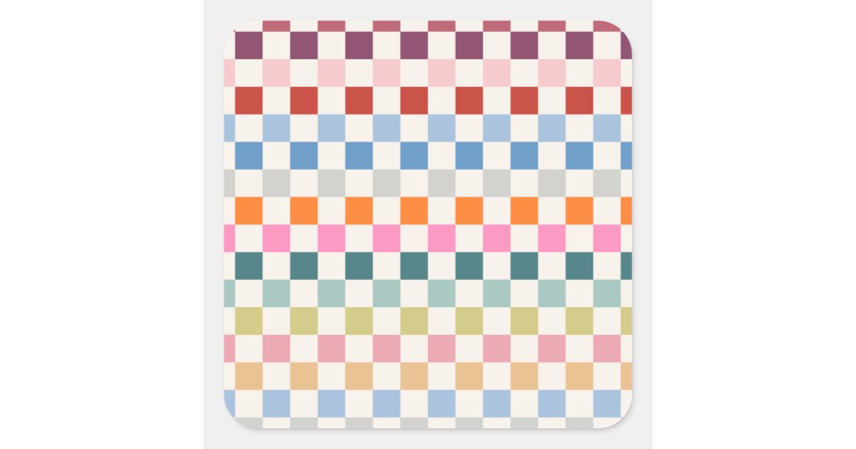 Check Colorful Checkered Pattern Checkerboard Square Sticker | Zazzle