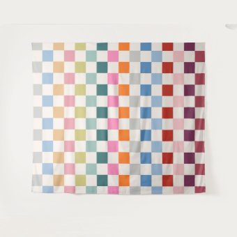 Check Colorful Checkered Pattern Checkerboard Tapestry | Zazzle