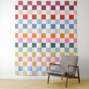 Check Colorful Checkered Pattern Checkerboard Tapestry | Zazzle