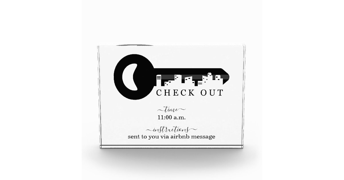 Check Out Time Sign Glass Block | Zazzle