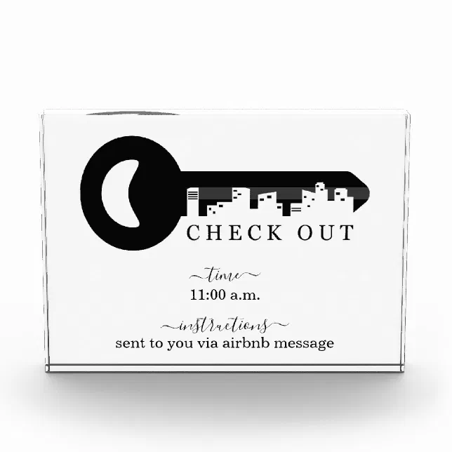 Check Out Time Sign Glass Block | Zazzle